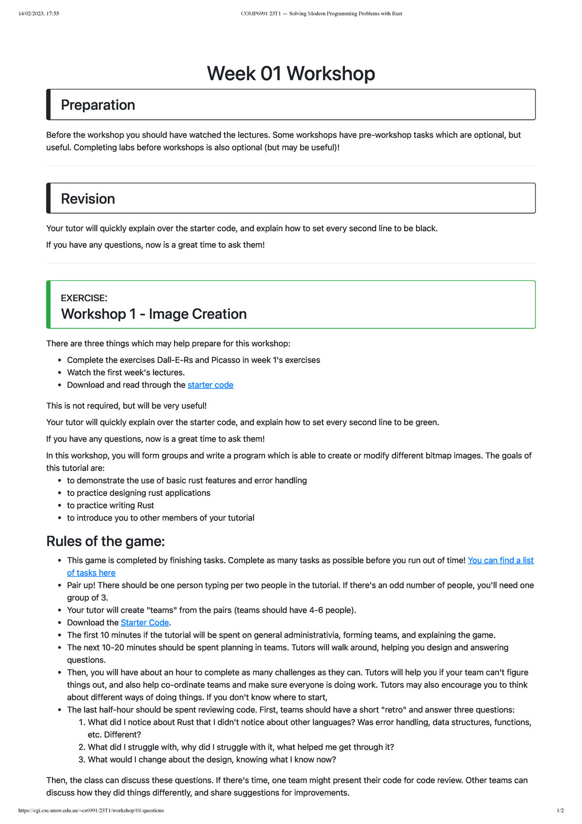 Wshop 01 - 23T1 Workshop 1 Questions - 14/02/2023, 17:55 COMP6991 23T1 — Solving Modern ...