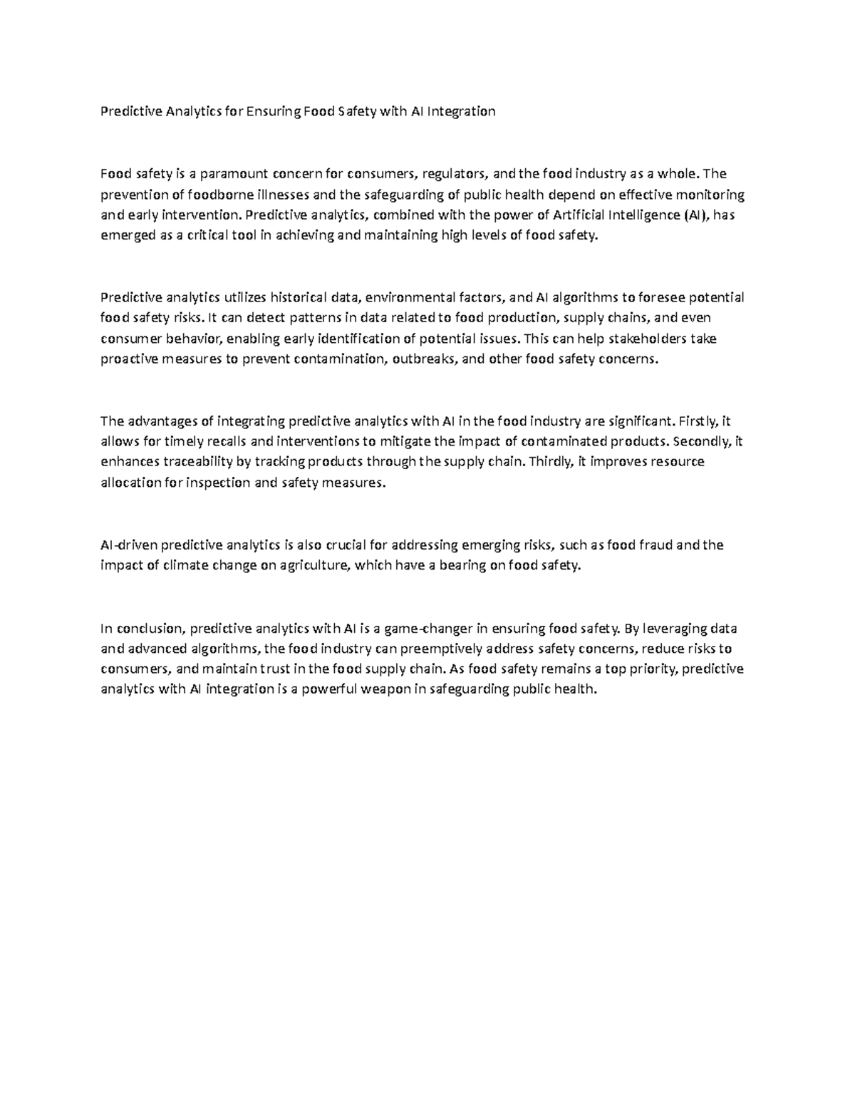 Predictive Analytics for Ensuring Food Safety with AI Integration - The ...