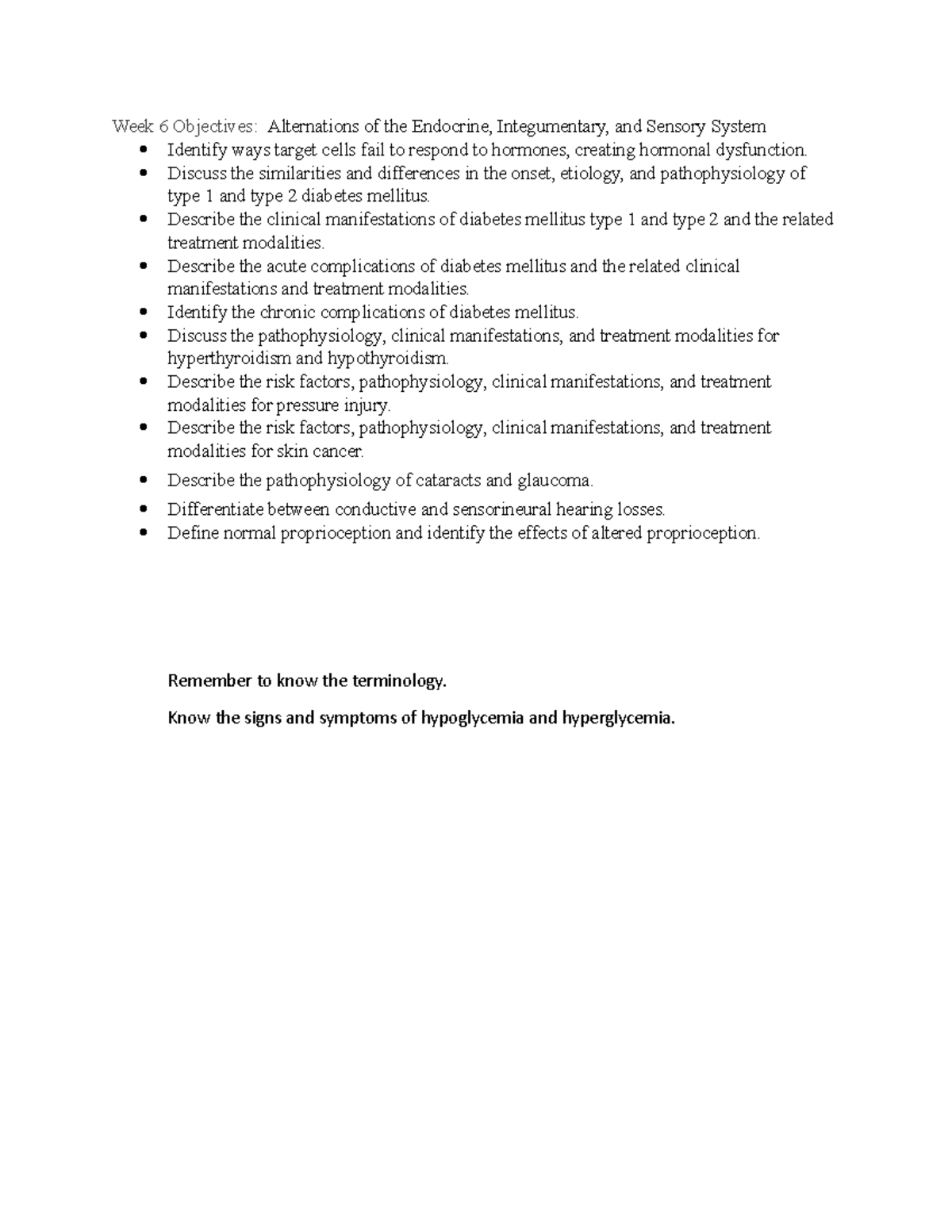 Patho Objectives Week 6- new1 - Week 6 Objectives: Alternations of the ...