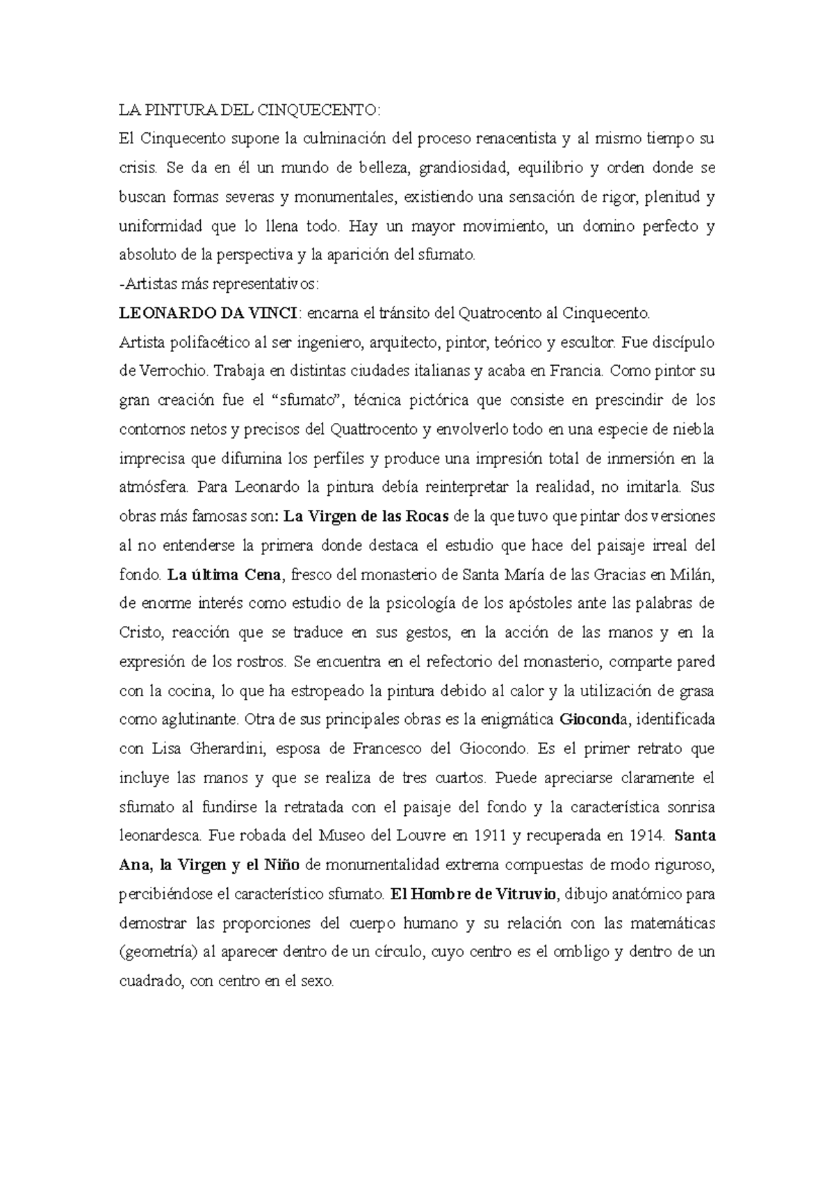 LA Pintura DEL Cinquecento - LA PINTURA DEL CINQUECENTO: El Cinquecento ...