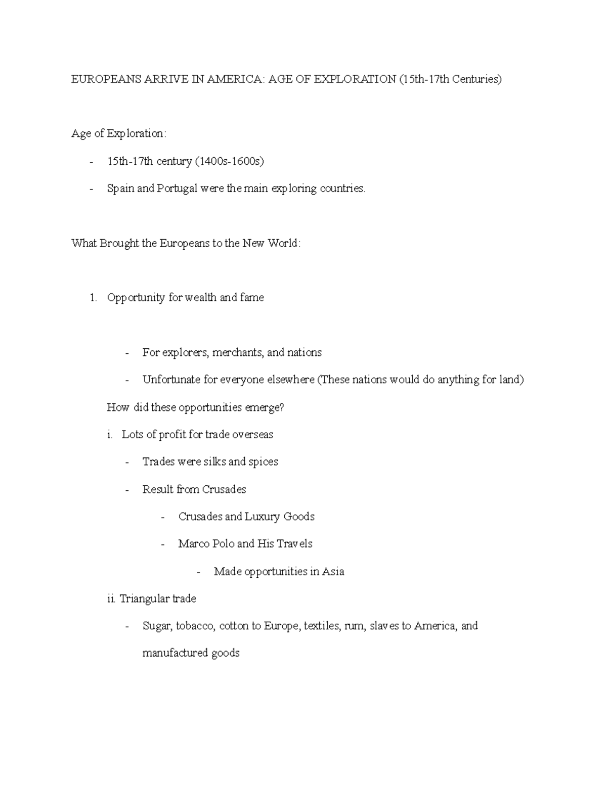 HIST 110 Lecture #1 Europeans Arrive in America - EUROPEANS ARRIVE IN ...