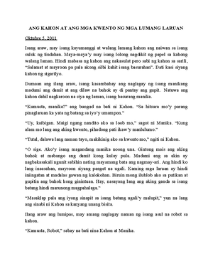 190027769- Kwento - Lamok Introduction: Ang kwentong ito ay nangyari sa isang estudyante sa ...