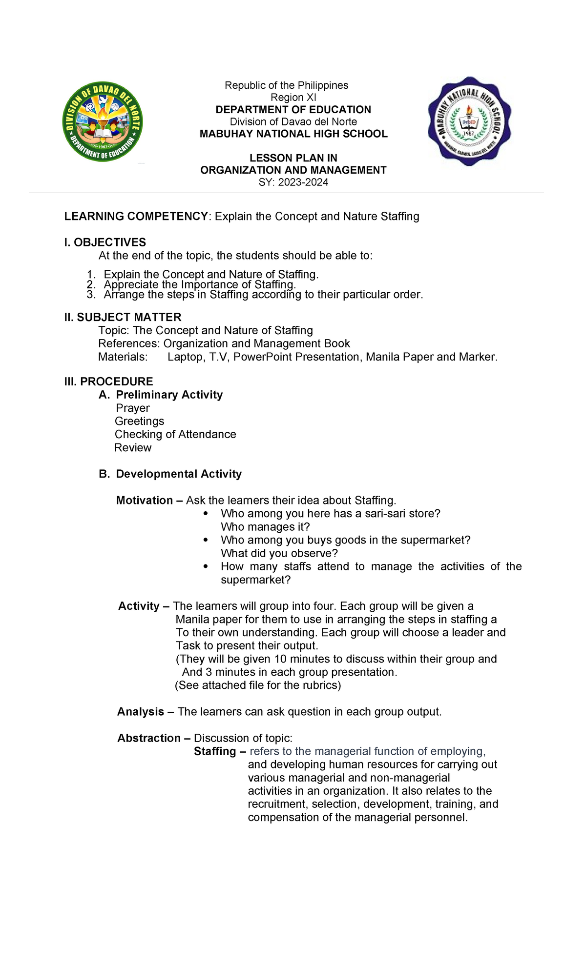 COT-2-in- Polgov - exam - Republic of the Philippines Region XI ...