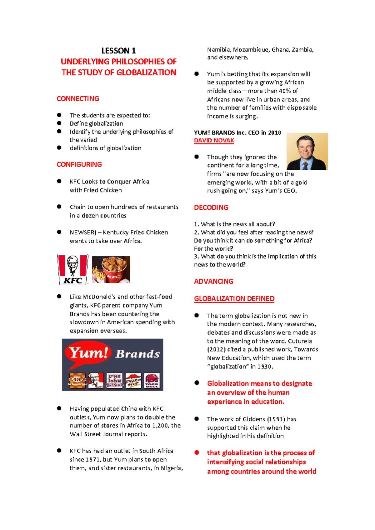 The Contemporary World Notes W1 5 - LESSON 1 UNDERLYING PHILOSOPHIES OF ...