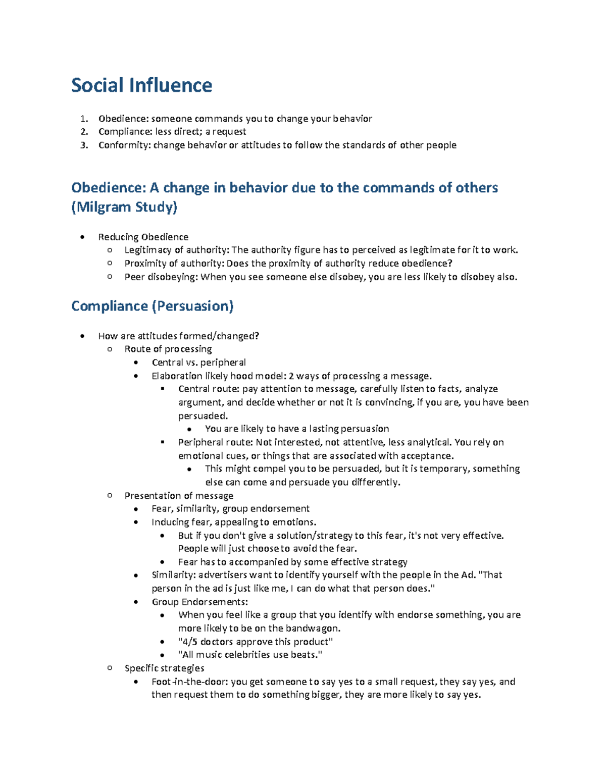 Social Influence - Course: Introduction to Psychology Instructor: Prof ...