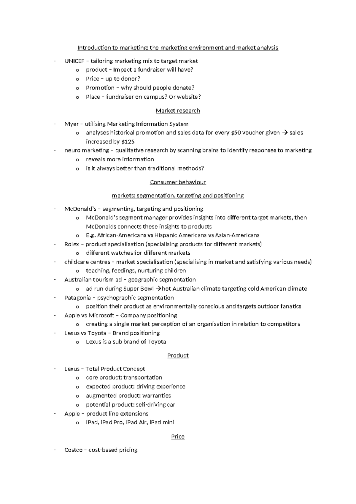 Case study revision - Introduction to marketing: the marketing ...