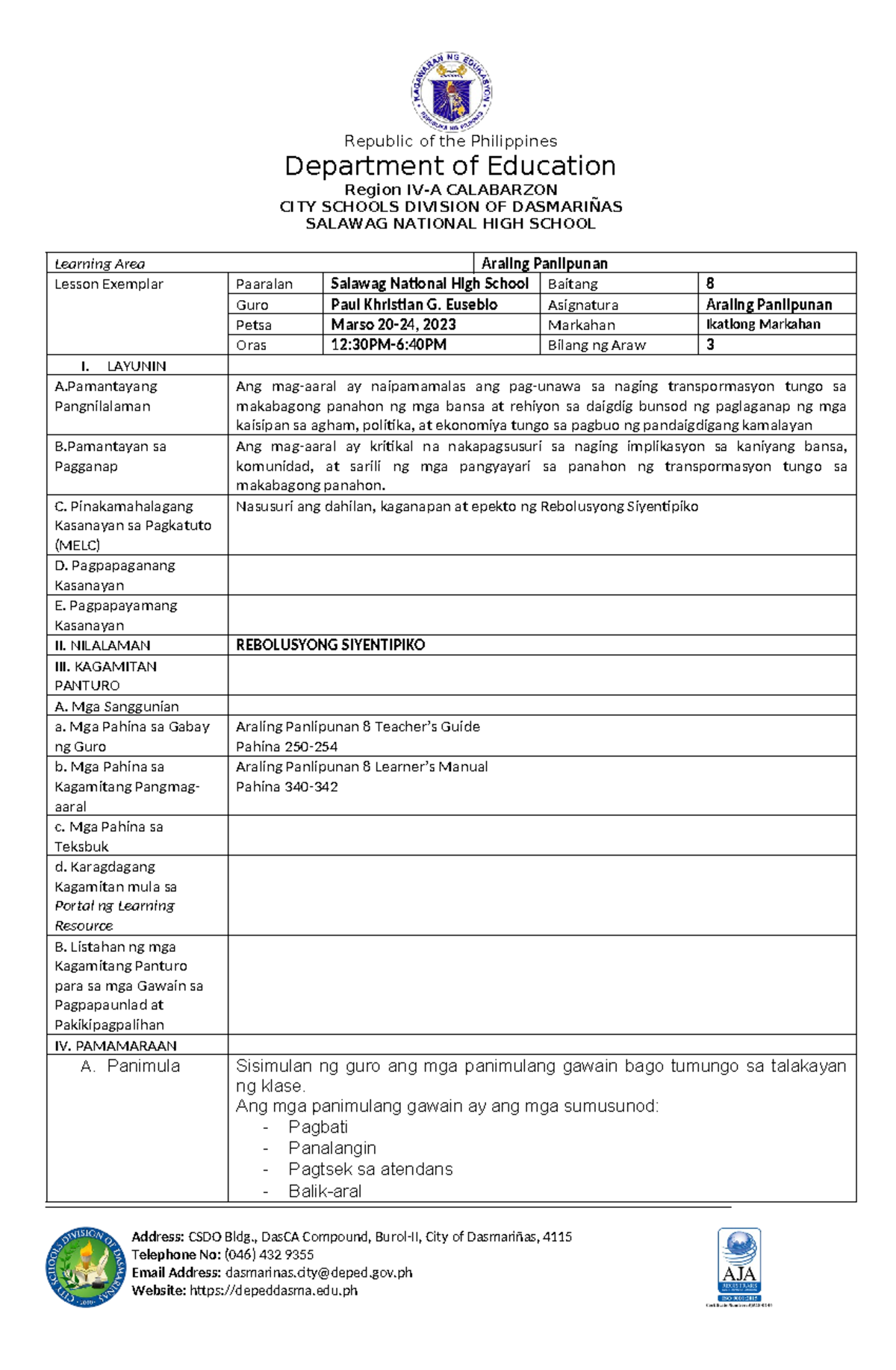 Lesson-Exemplar-1 - ethffgh - Department of Education Region IV-A ...