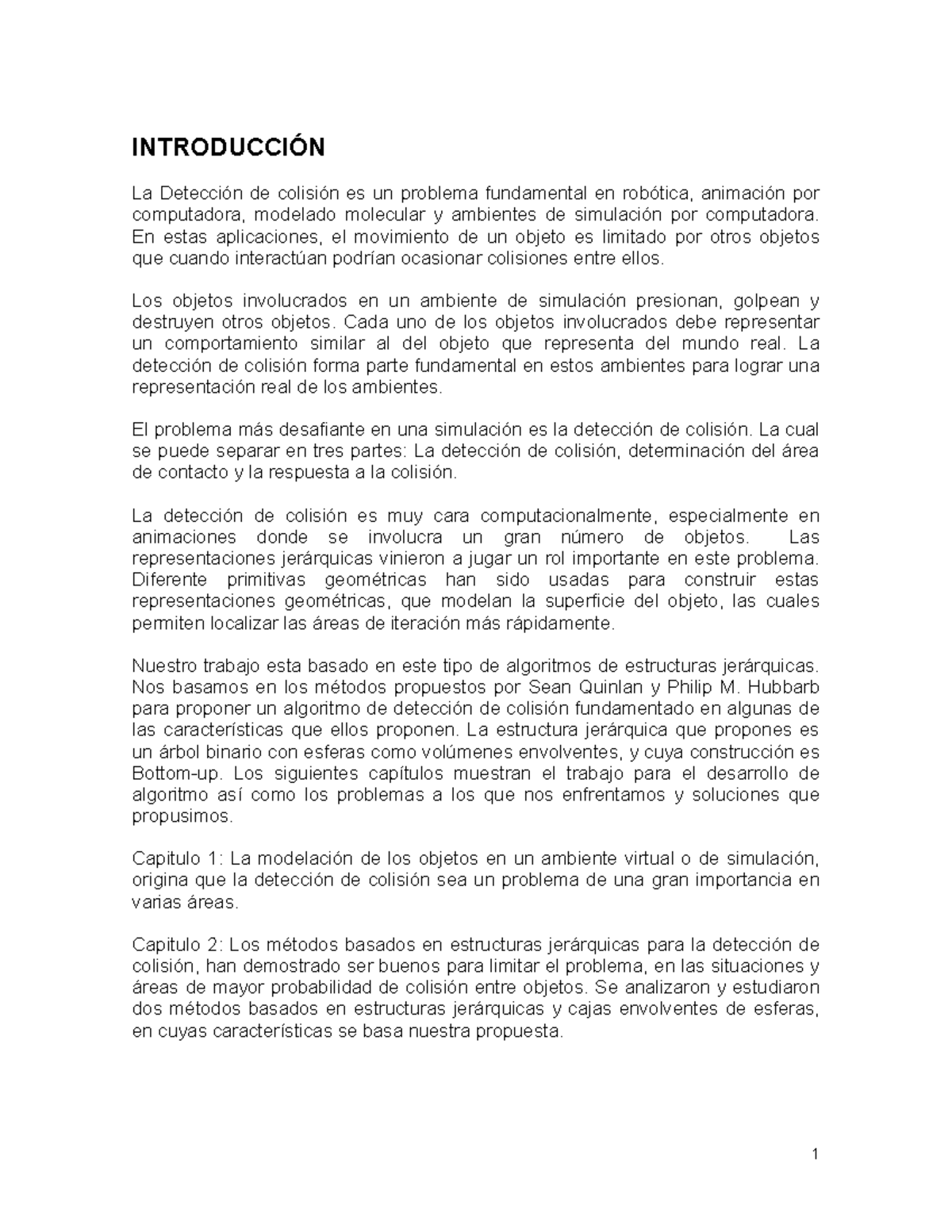 Capitulo 0 - sadasdasdas - INTRODUCCIÓN La Detección de colisión es un ...