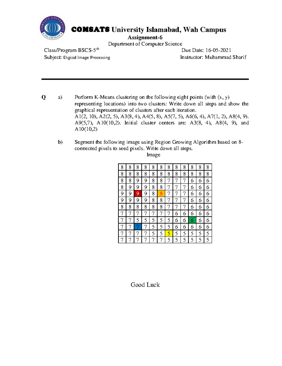 Assignment -06 - ENJMWLKRLP;J - COMSATS University Islamabad, Wah Campus Assignment- Department ...