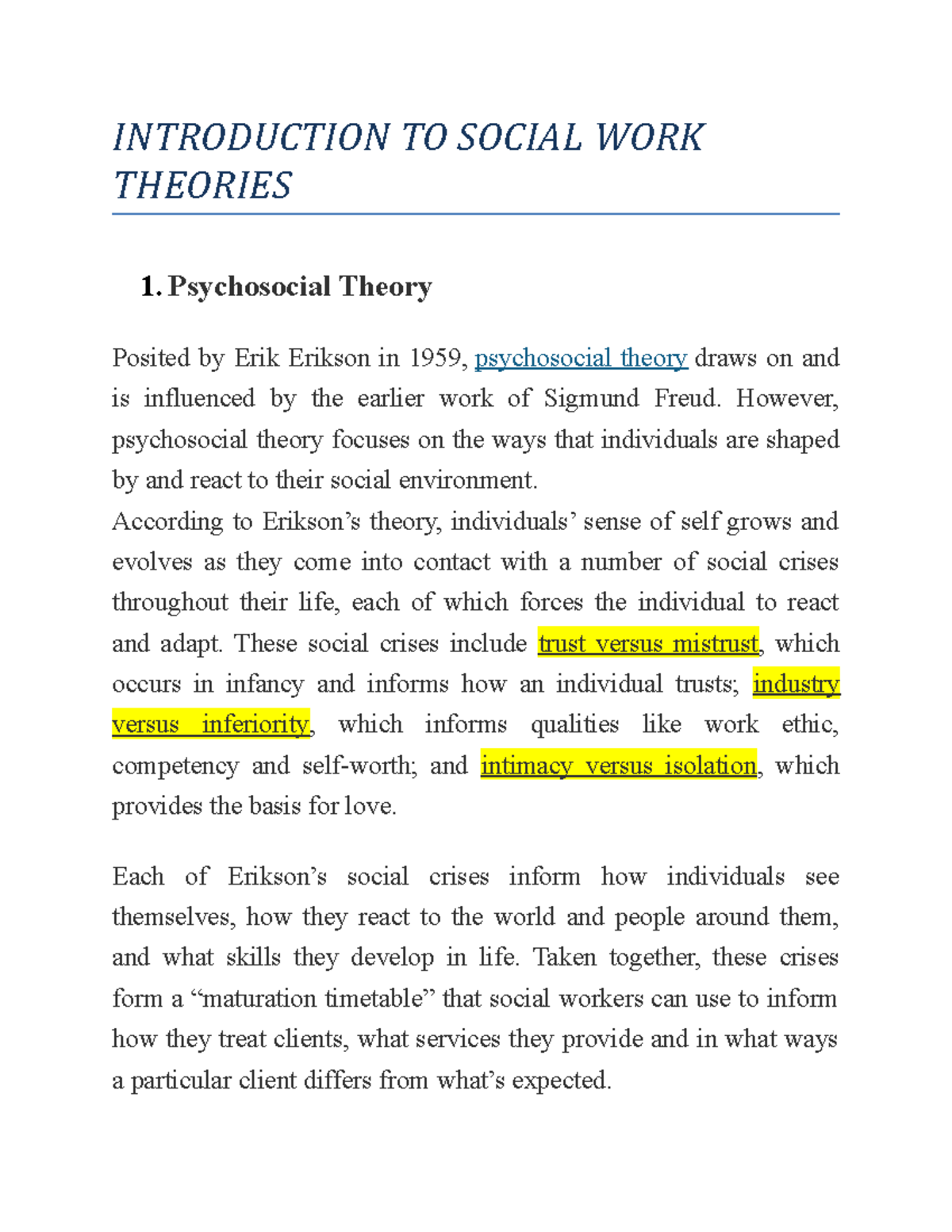 Introduction to social work Theories - INTRODUCTION TO SOCIAL WORK ...