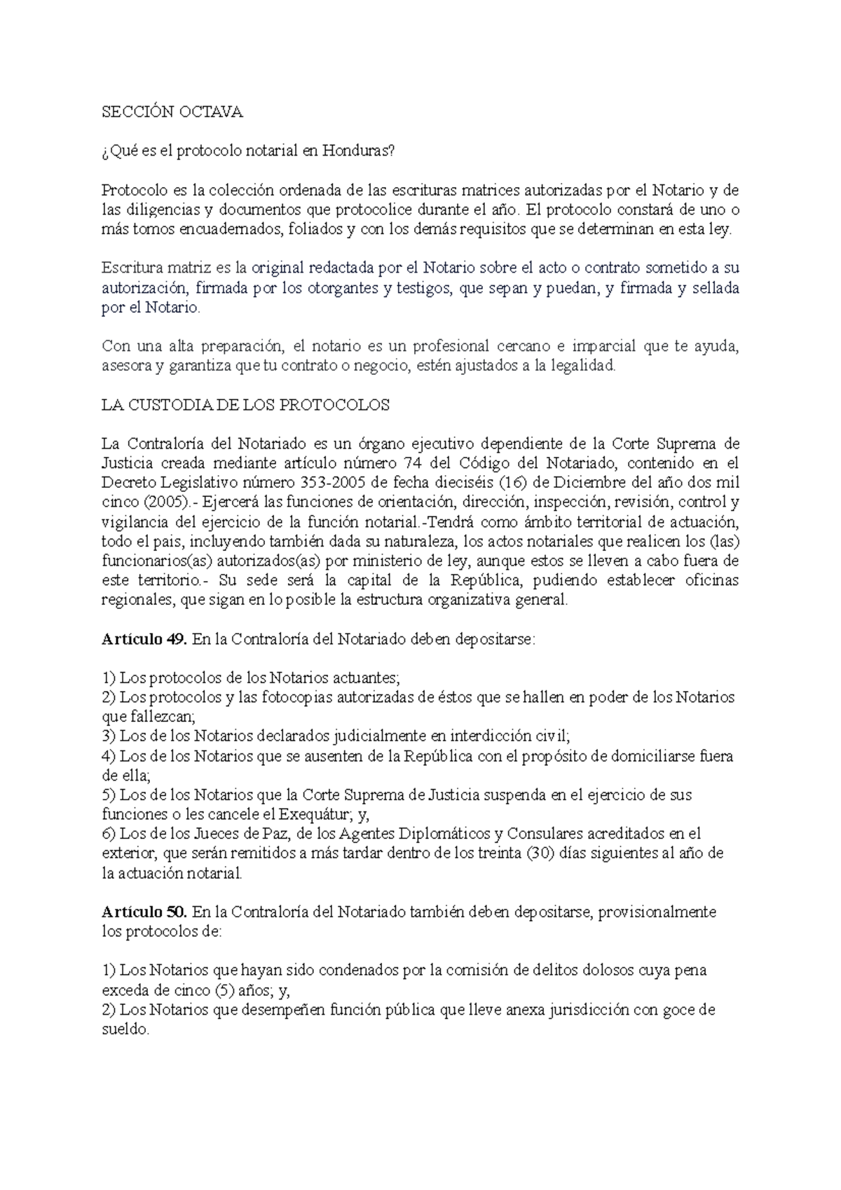Jefry art49al56 - RRR - SECCIÓN OCTAVA ¿Qué es el protocolo notarial en Honduras? Protocolo es ...