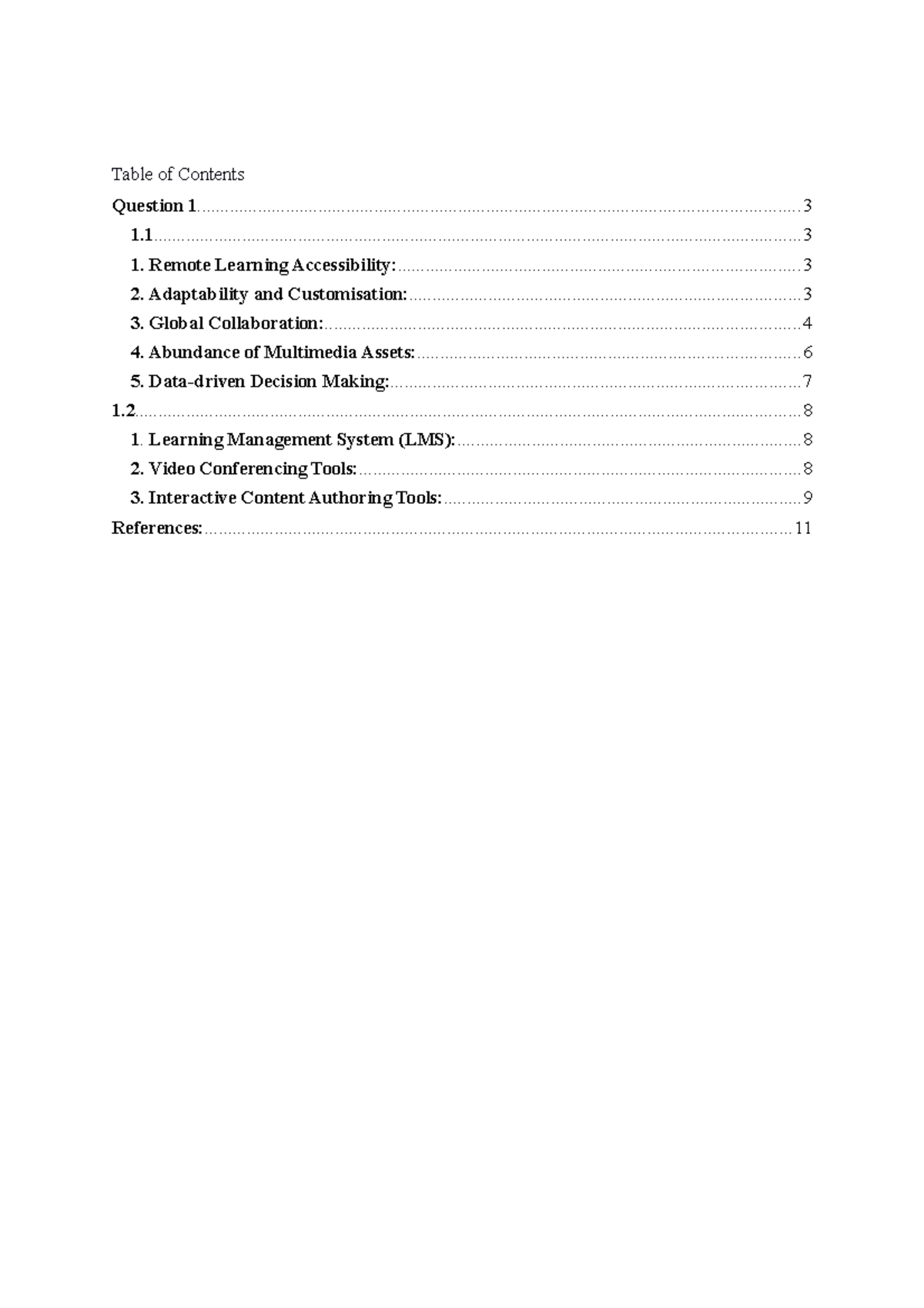 Information Technology Management 2A - Table of Contents Question - Studocu