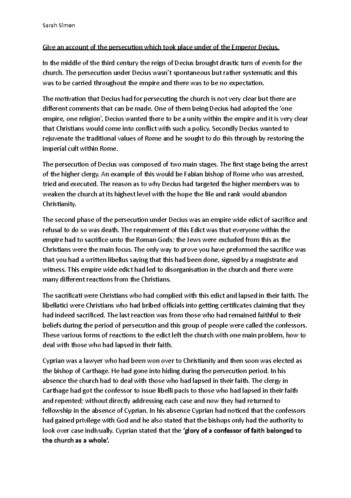 Emperor decius 2020 - Sarah Simon Give an account of the persecution ...
