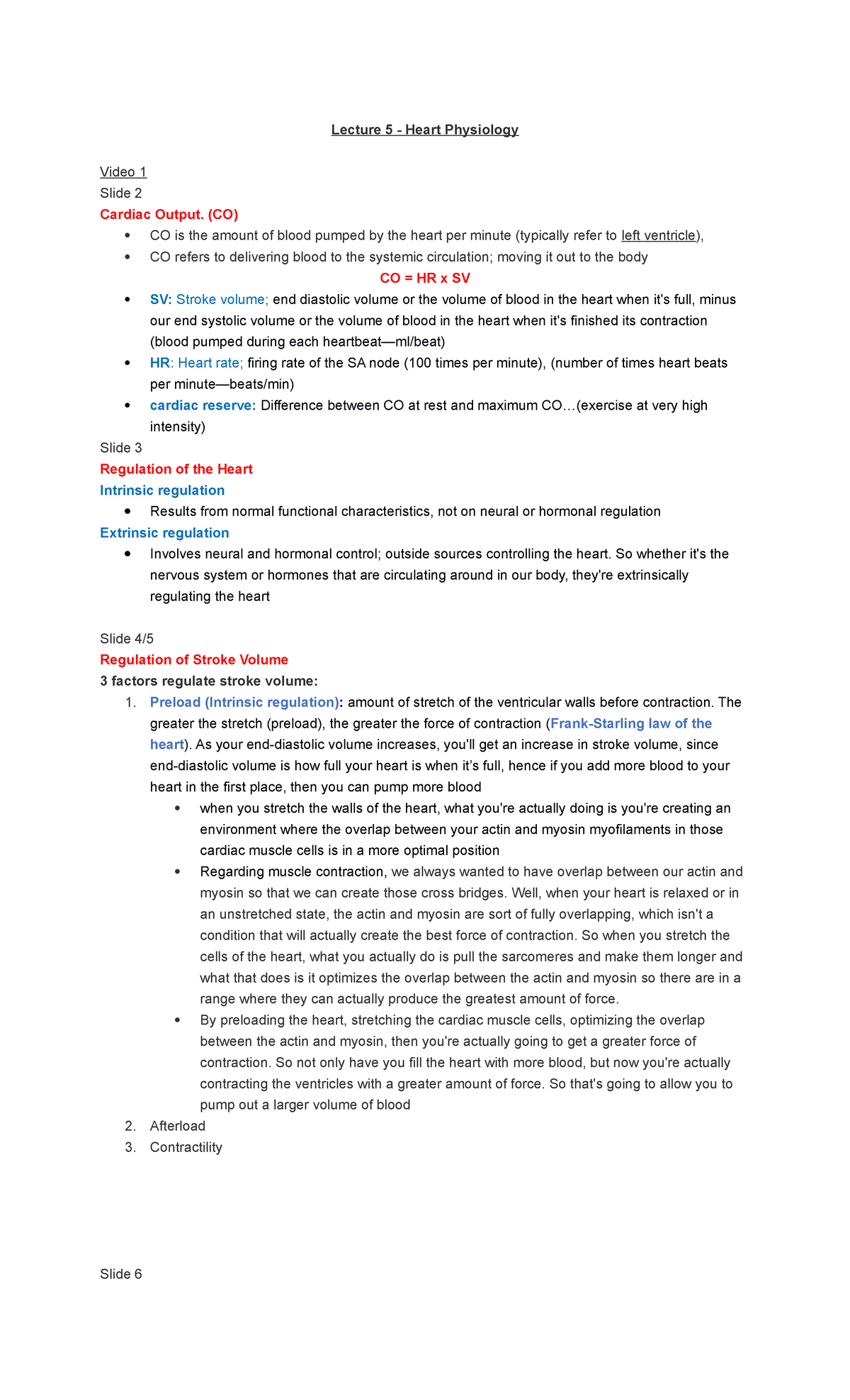 Lecture 5 - Heart Physiology Notes - Lecture 5 - Heart Physiology Video ...
