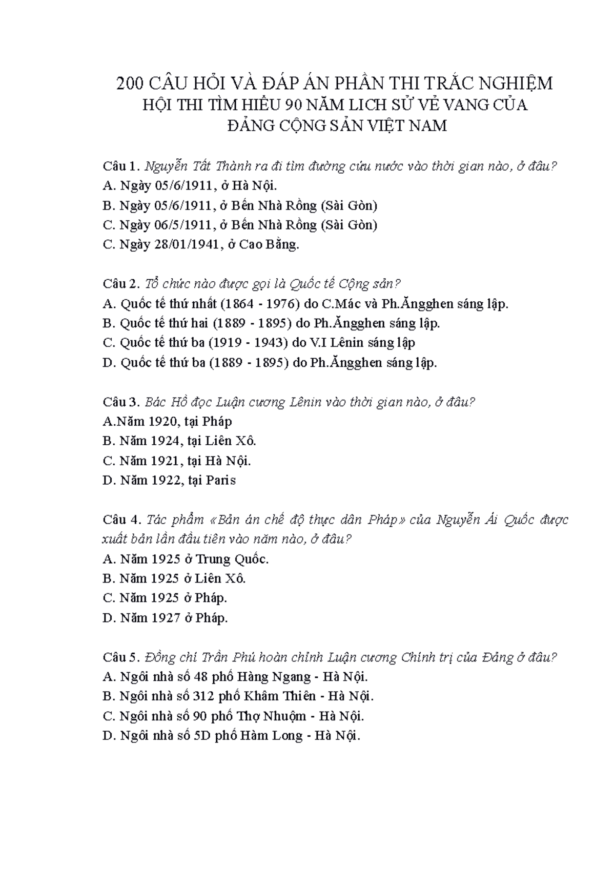 200 cau hoi trac nghiem dang web - 200 CÂU HỎI VÀ ĐÁP ÁN PHẦN THI TRẮC ...