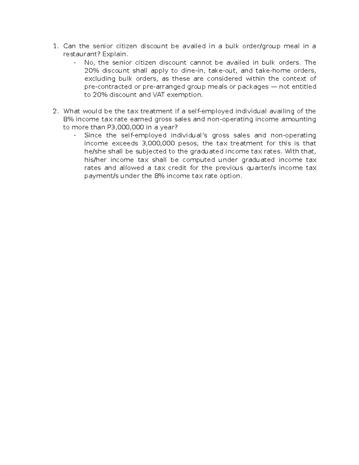 5 - Some answered questions about preferential taxation. - Can the ...