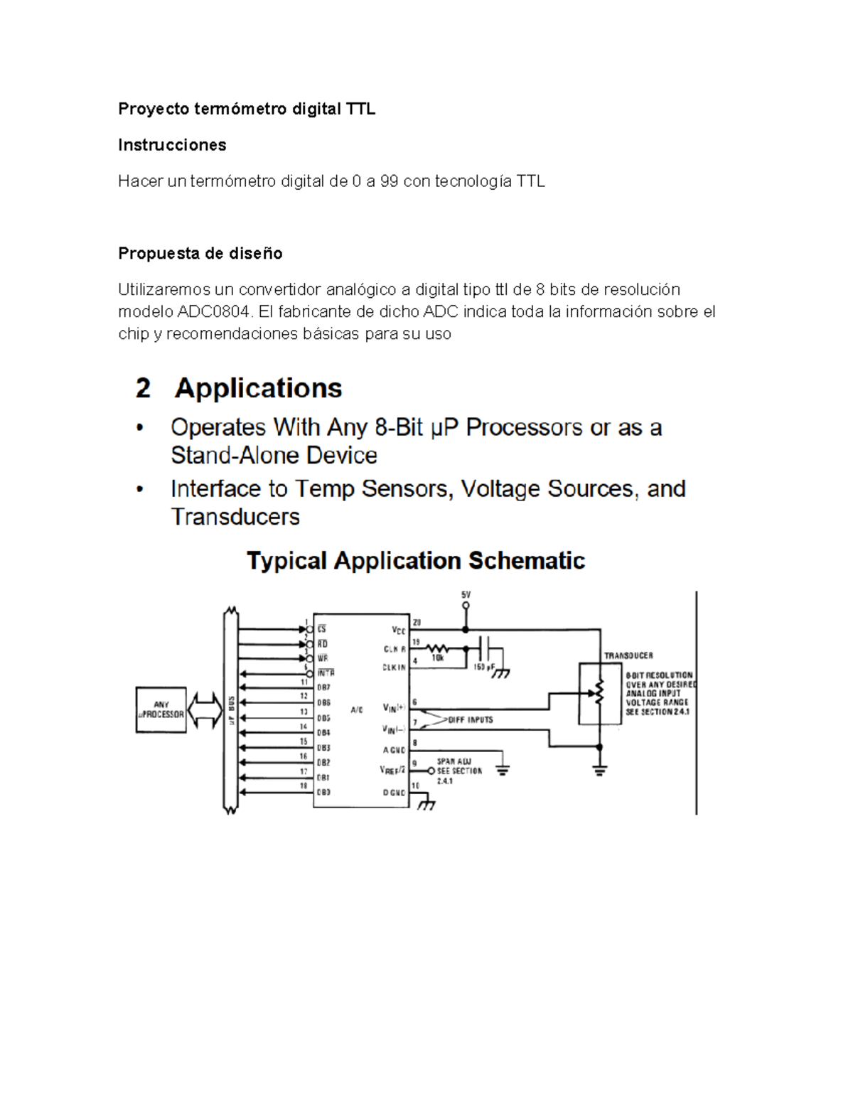 Reporte Termometro Digital TTL ADC0804 - Proyecto termómetro digital TTL Instrucciones Hacer un ...
