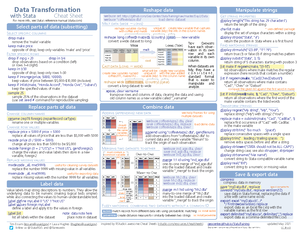 Statacheatsheets 1 - Data Analysis with Stata Cheat Sheet For more info, see Stata’s reference ...