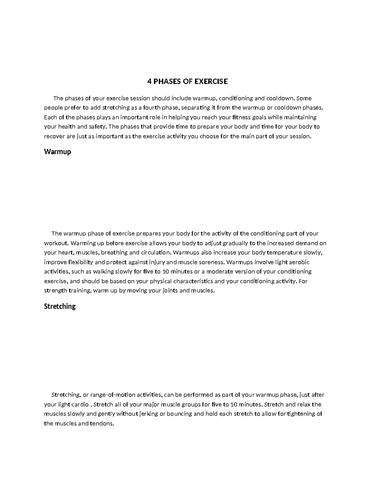 4 Phases OF Exercise - Bsnsjskwkwkw jsjsksks sjsjsjsn - 4 PHASES OF ...