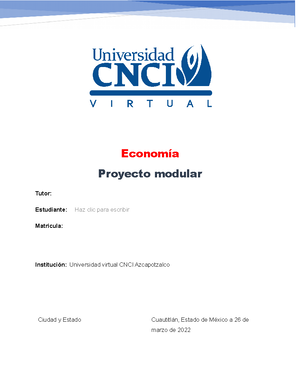 Proyecto modular - Universidad CNCI virtual Materia: informática II Tutor: Adriana Hernández ...