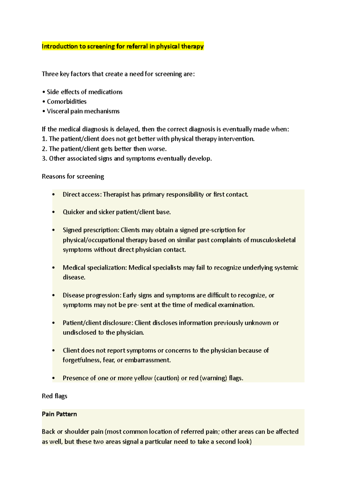 Introduction to screening for referral in physical therapy - The ...