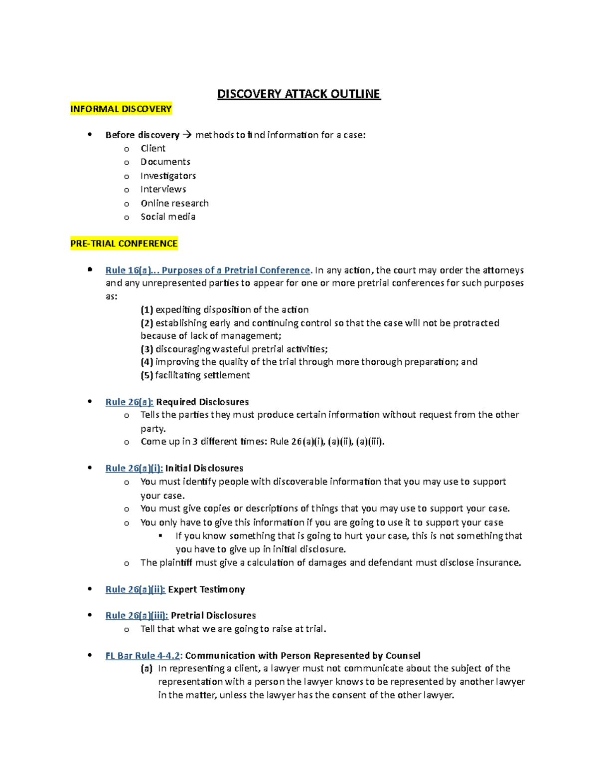 Discovery Attack Outline - DISCOVERY ATTACK OUTLINE INFORMAL DISCOVERY ...