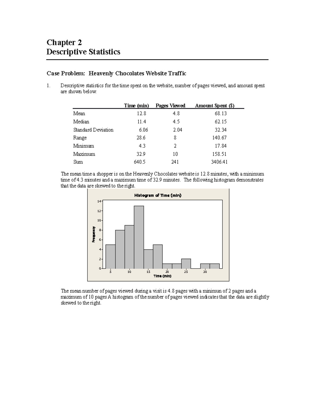 424444696 Chapter 2 Descriptive Statistics Case Pr docx - Studocu