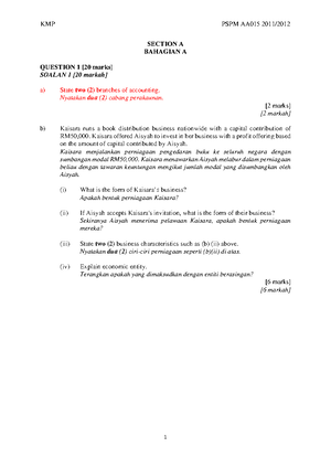 Account pspm 2021 ans - ANSWER SCHEME PSPM AA015 2020/ QUESTION 1 [20 ...