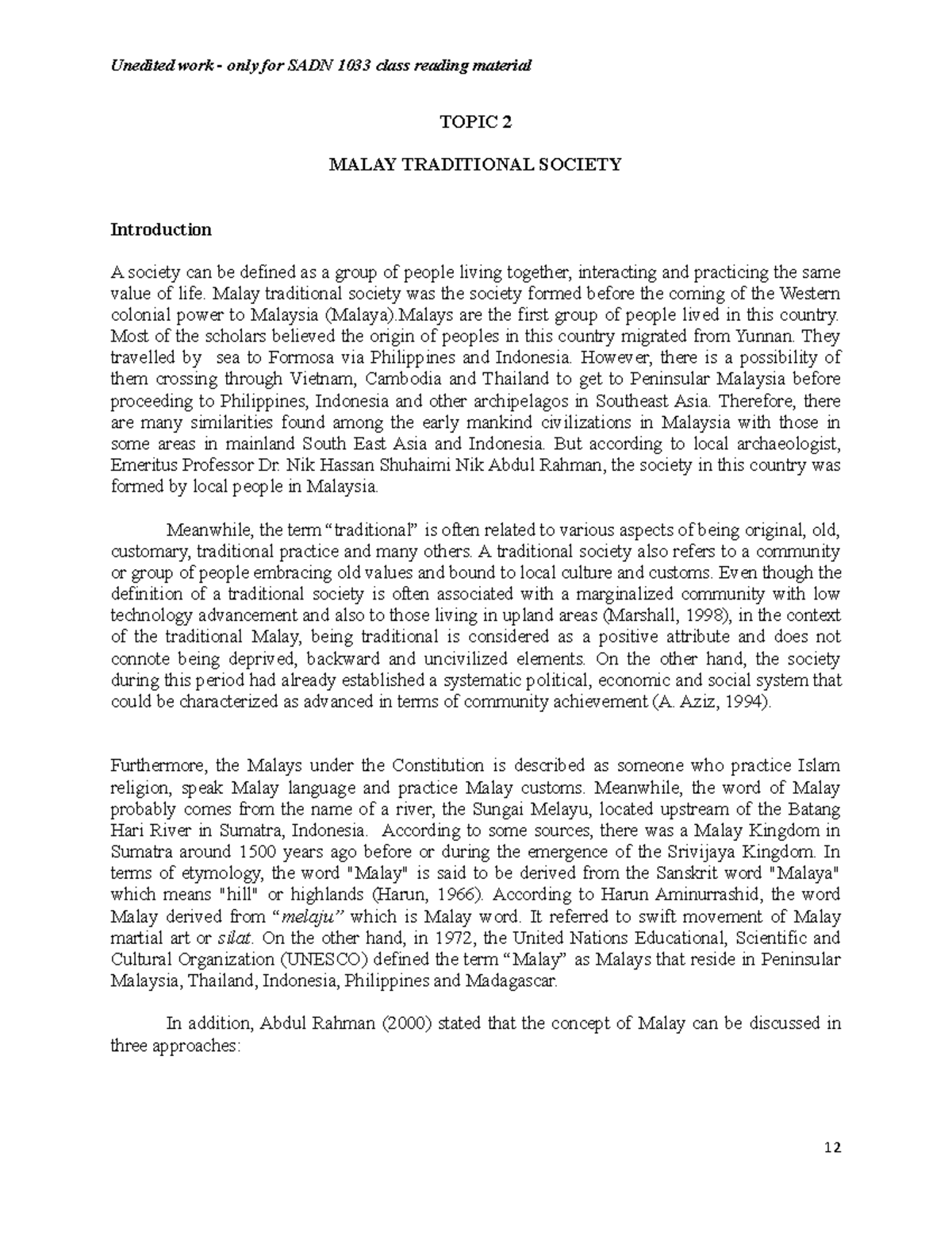 Chapter 2 The Malay Traditional Society - TOPIC 2 MALAY TRADITIONAL ...