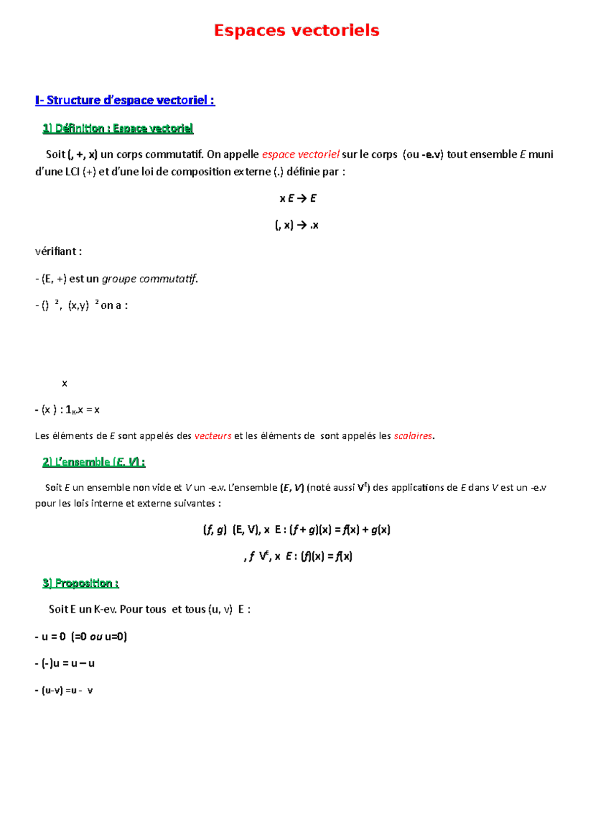 Espaces vectoriels - Espaces vectorielsEspaces vectoriels I- Structure d’espace vectorielI ...