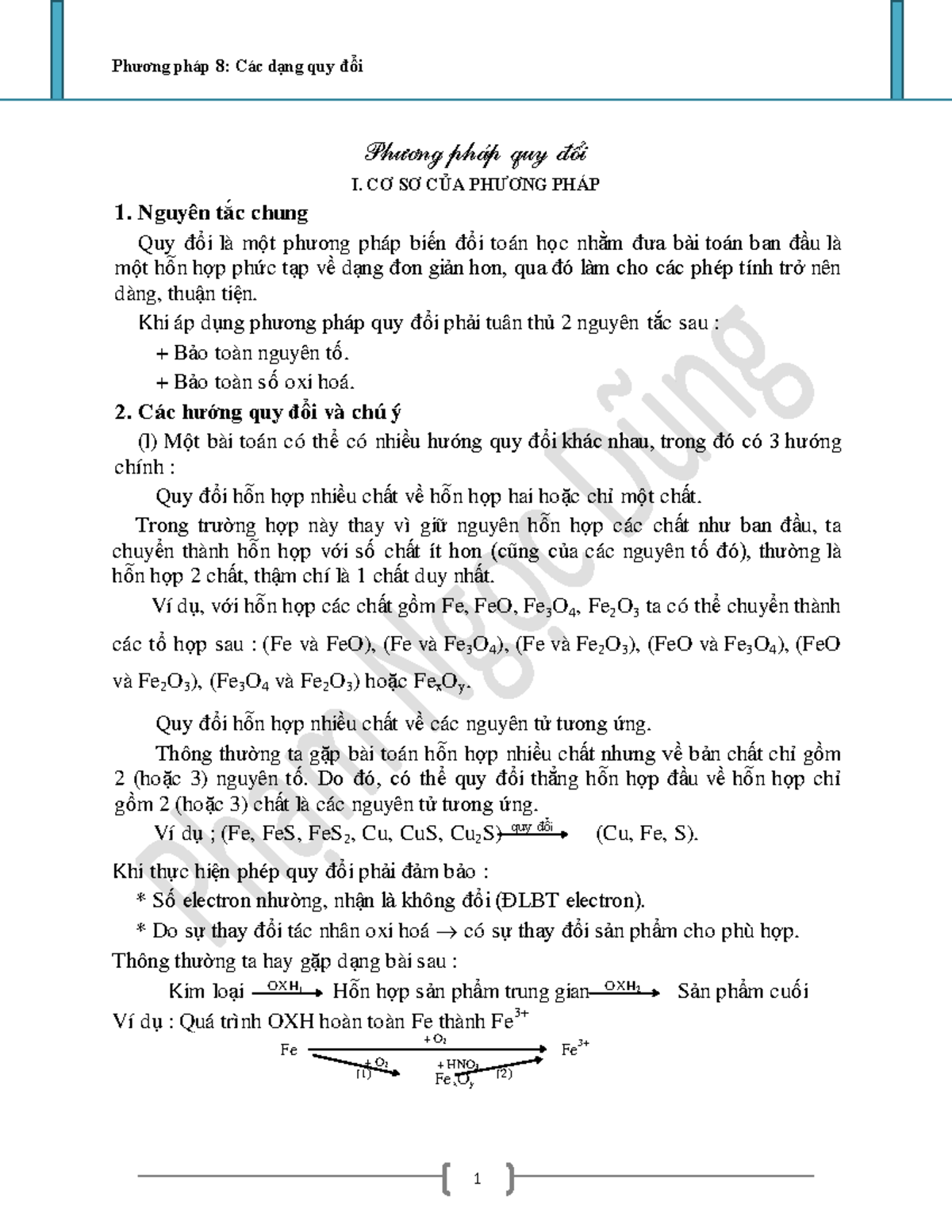Pp-quy-doi - tài liệu tham khảo - Ph¬ng ph ̧p quy ®æi I. CƠ SƠ CỦA PHƢƠNG PHÁP 1. Nguyên tắc ...