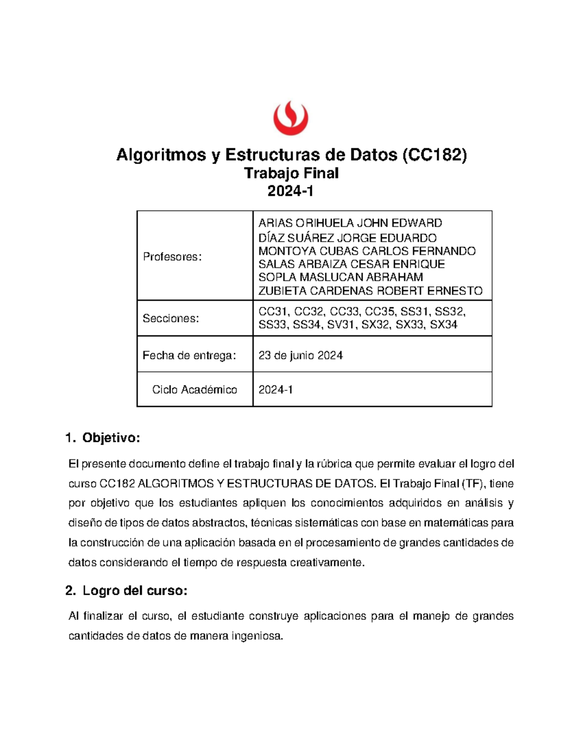 Cc182 Algoritmos Y Estructuras De Datos Enunciado Trabajo Final