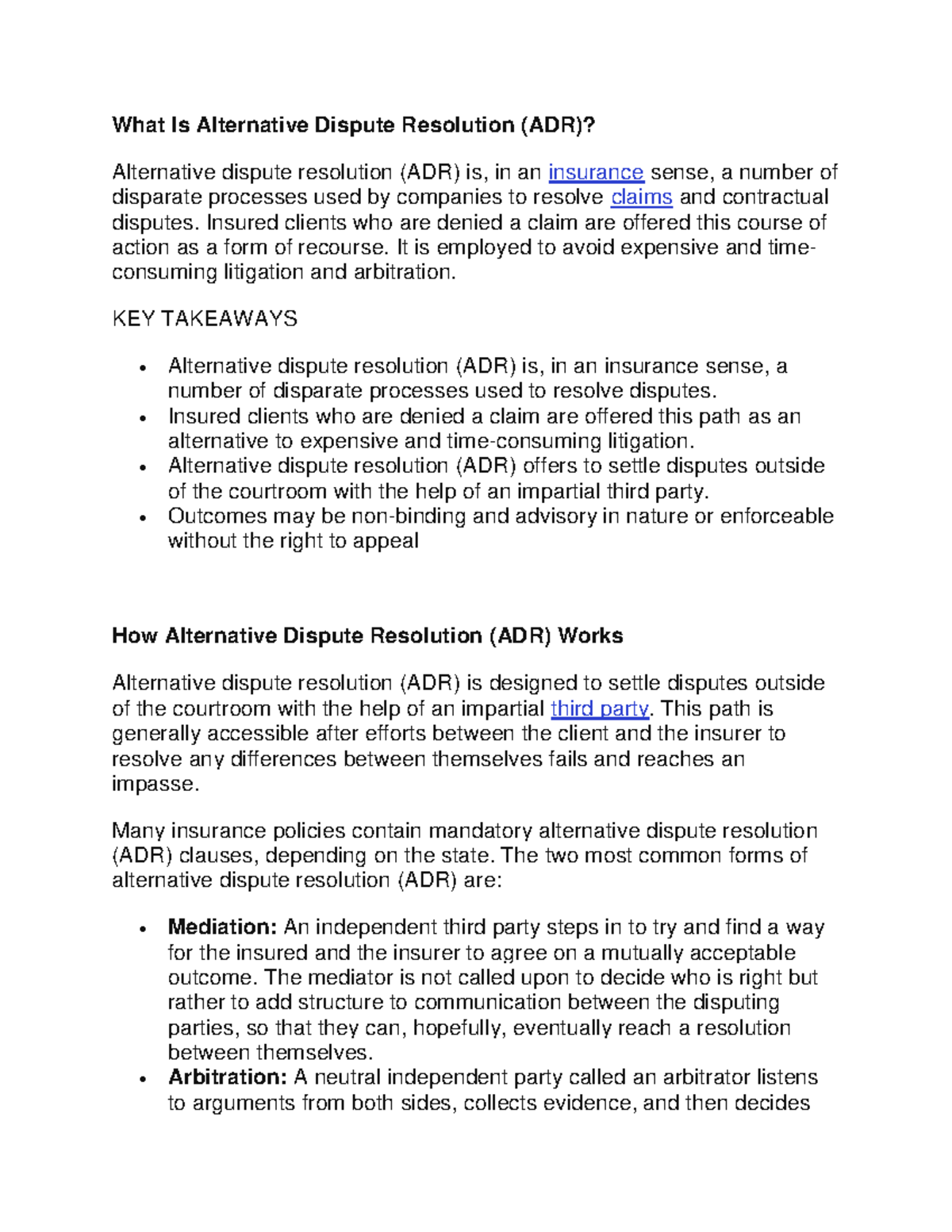 Arbitration file matter - What Is Alternative Dispute Resolution (ADR ...