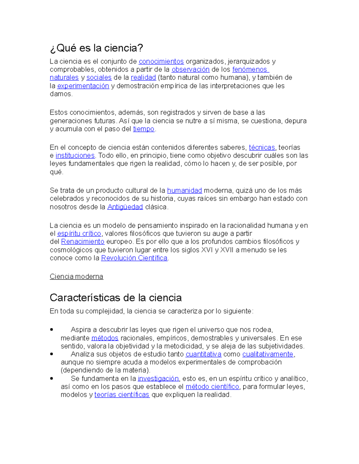 Qué es la ciencia - ¿Qué es la ciencia? La ciencia es el conjunto de ...