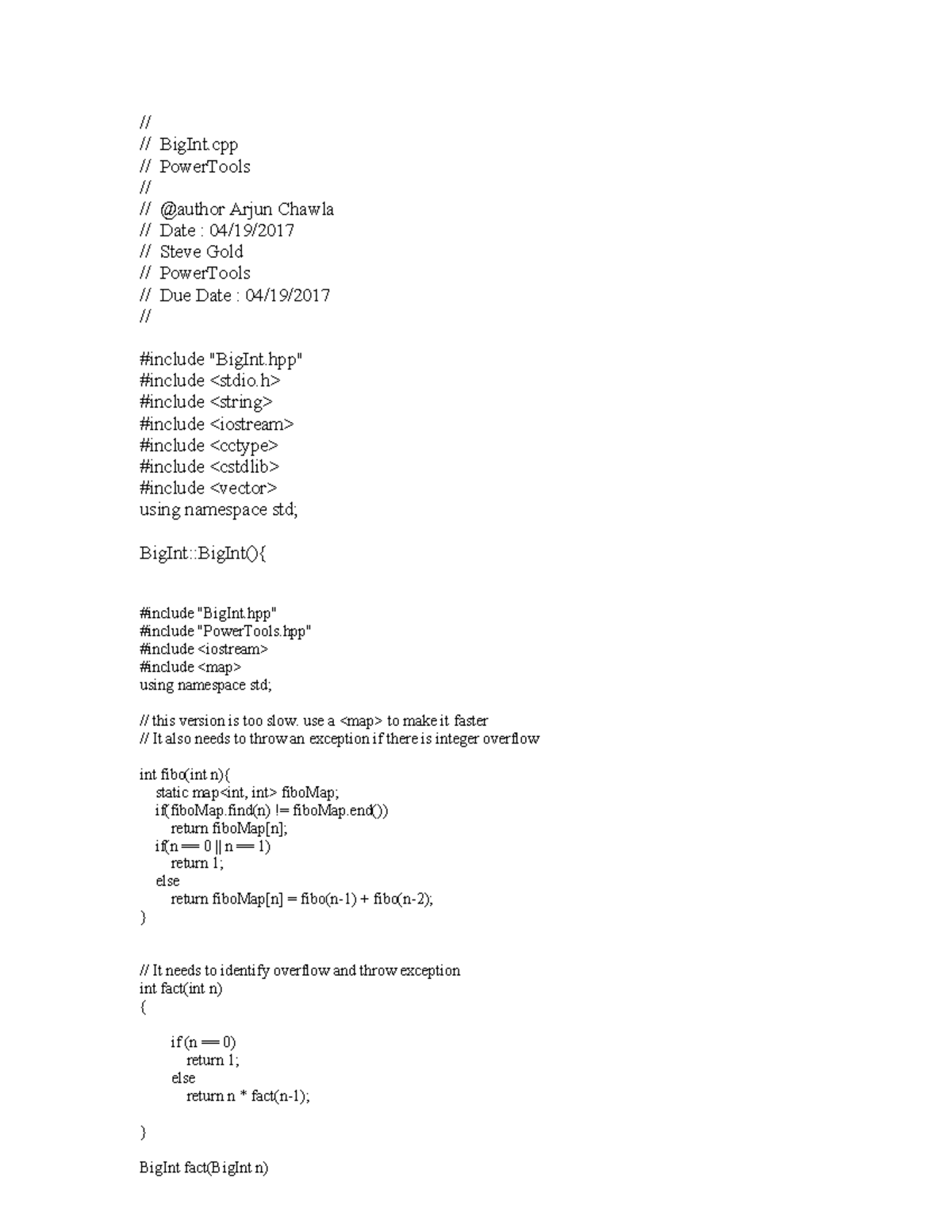 Powertool - coding assignment - // // // // // // // // // // BigInt PowerTools @author Arjun ...