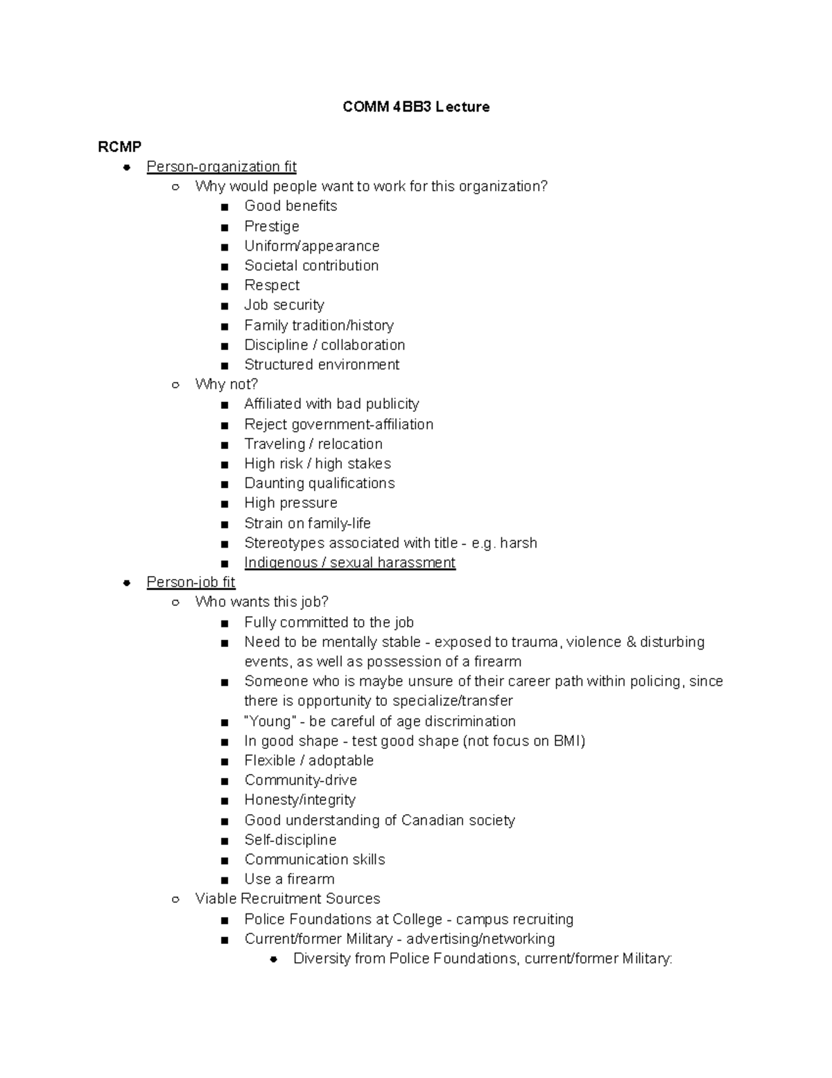 COMM 4BB3 Lecture - Sept - COMM 4BB3 Lecture RCMP Person-organization ...