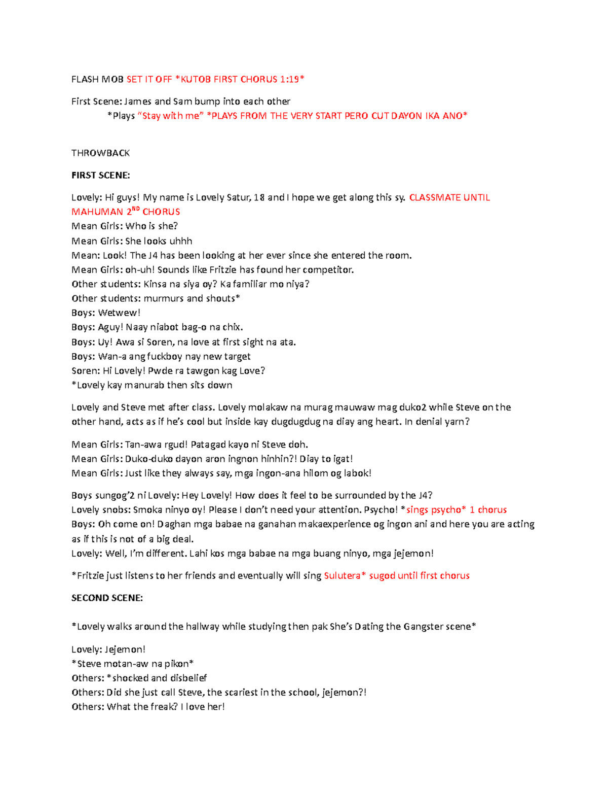 Handumanan- Script - FLASH MOB SET IT OFF KUTOB FIRST CHORUS 1:19 First ...