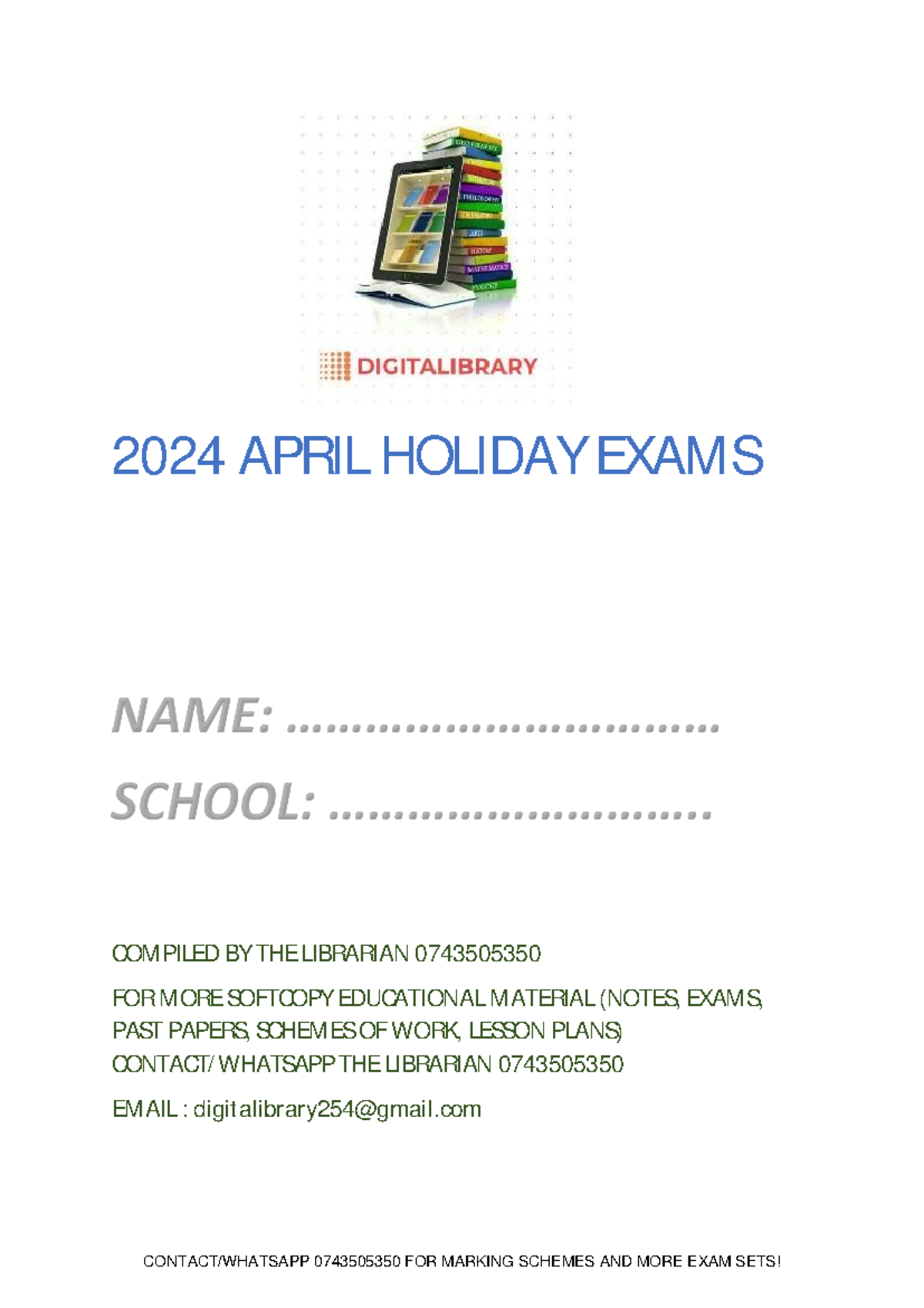 Grade 4 April Holiday Assignment - 2024 APRIL HOLIDAY EXAMS COMPILED BY ...