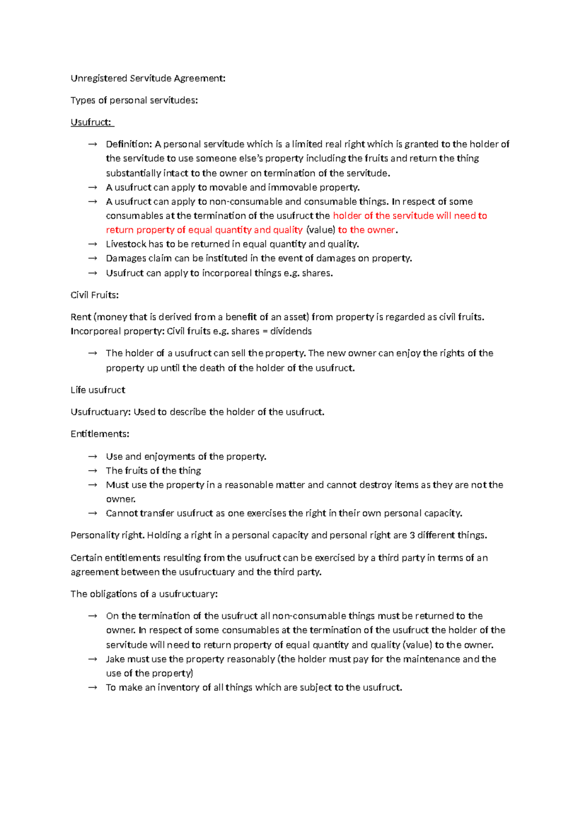Law of Property 24 - Unregistered Servitude Agreement: Types of ...
