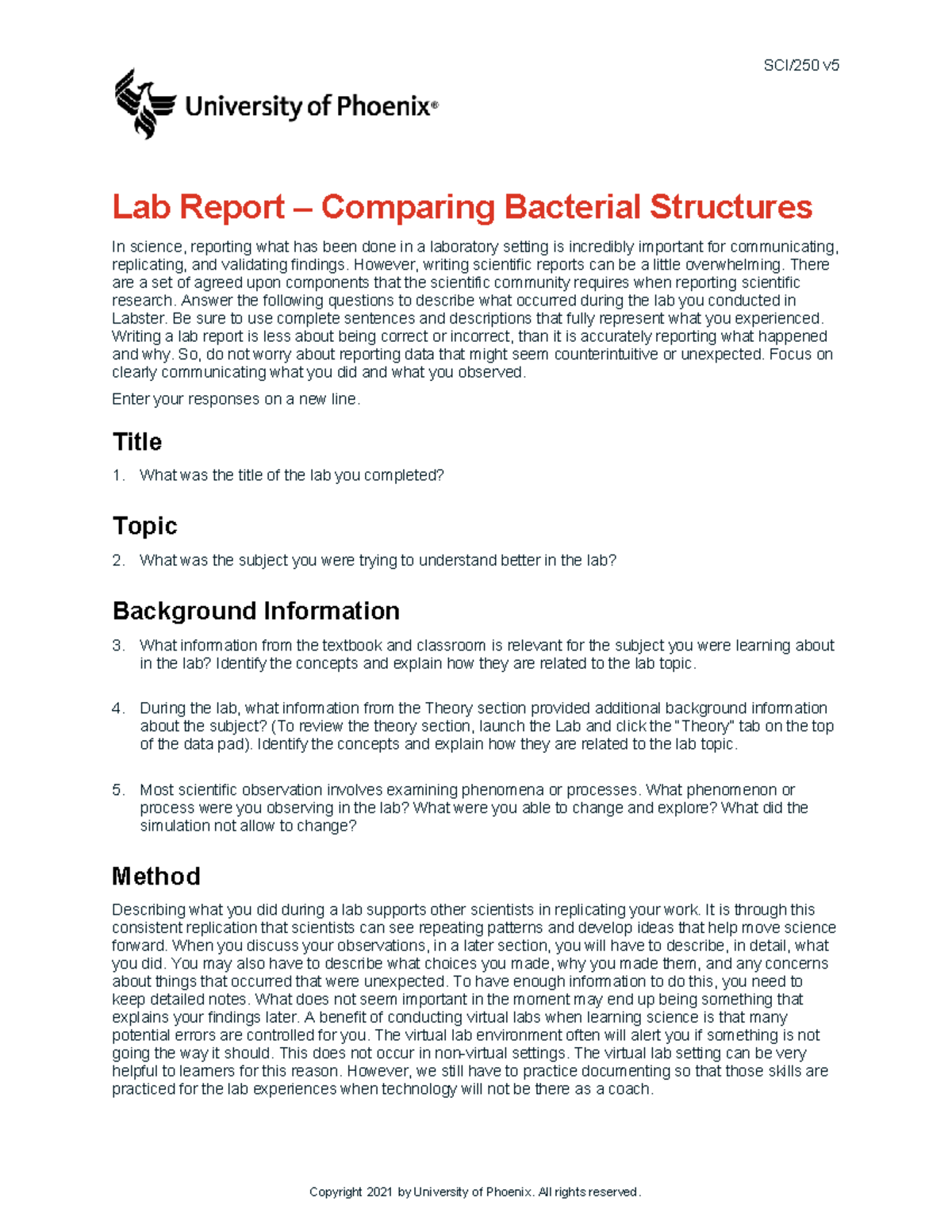 Sci250 v5 wk2 comparing bacterial structures lab report - SCI/250 v Lab ...