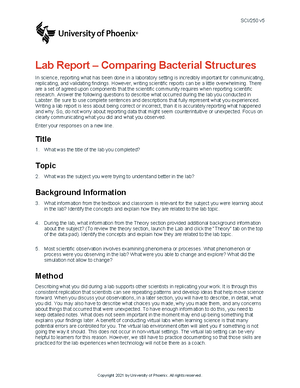 Week 1 Lab Report - SCI/250 v Title: Aseptic Technique: Culture your ...