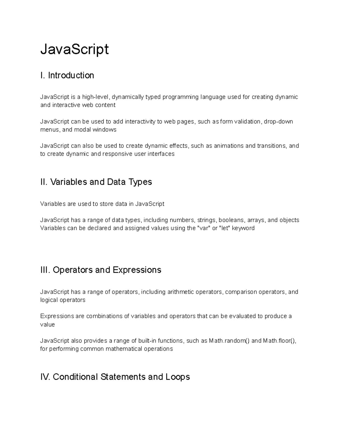 Computer Science I (EGR-1210) Lecture 40 - Java Script - JavaScript I. Introduction JavaScript ...