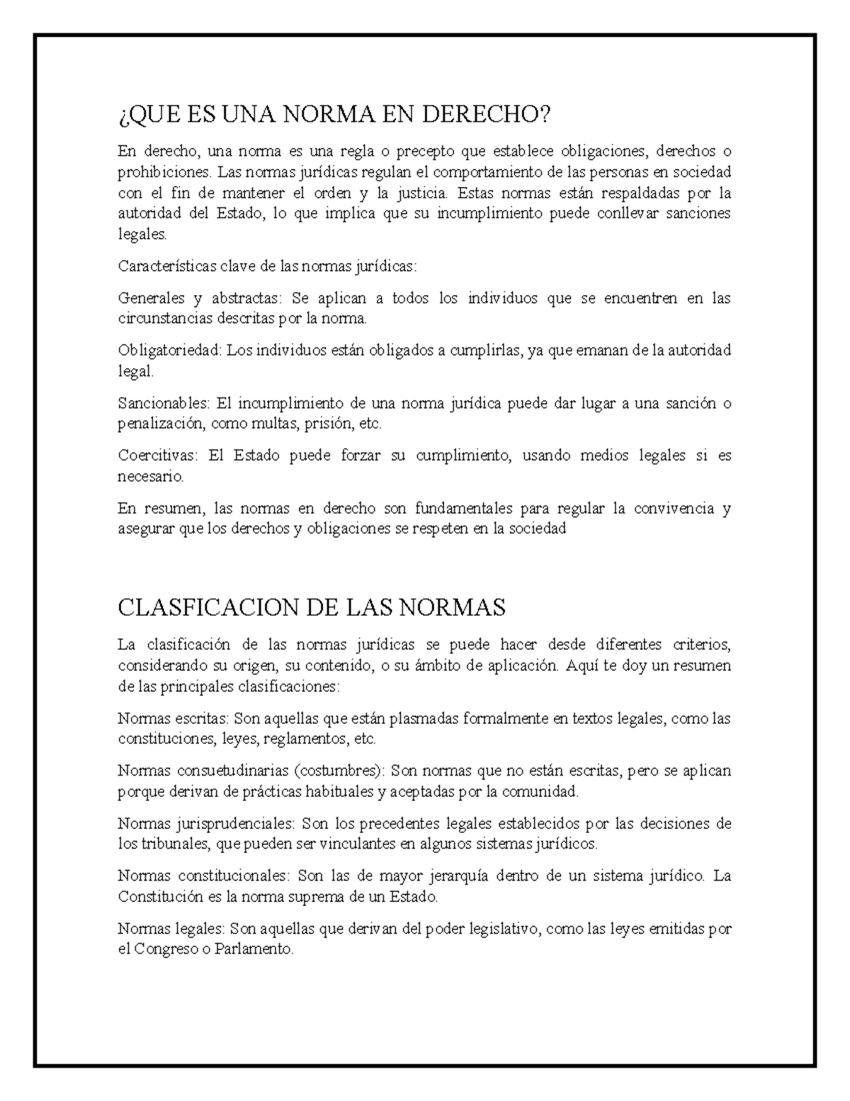 Normas - ¿QUE ES UNA NORMA EN DERECHO? En derecho, una norma es una ...