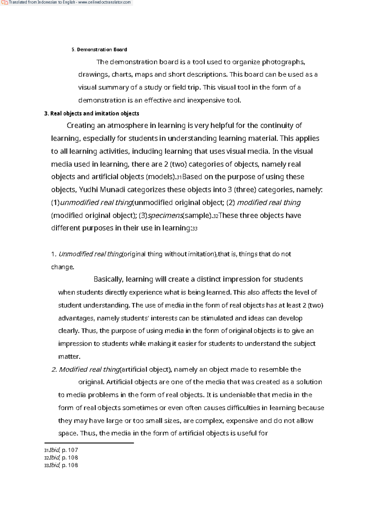 Real objects and imitation objects - Demonstration Board The ...