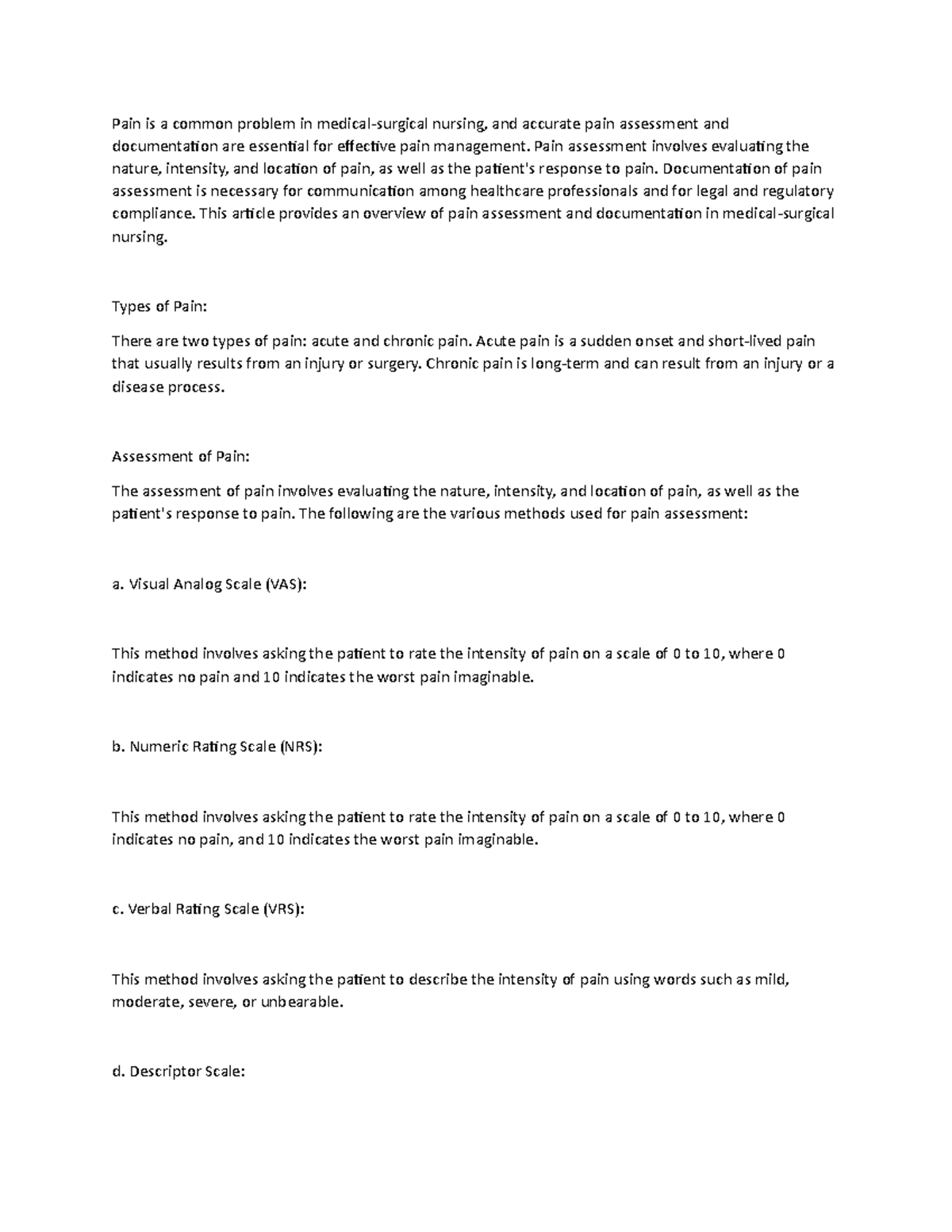 Pain is a common problem in medical - Pain is a common problem in ...