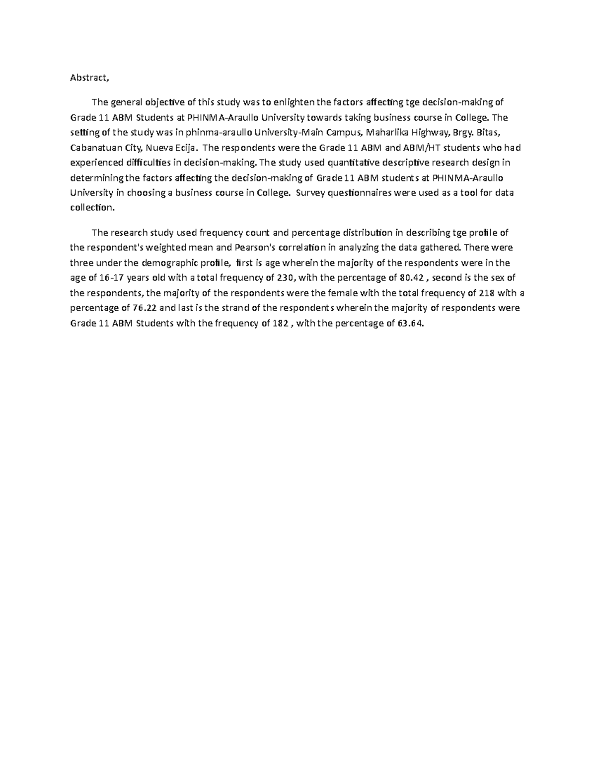 Abstract for research paper senior high school - Abstract, The general ...