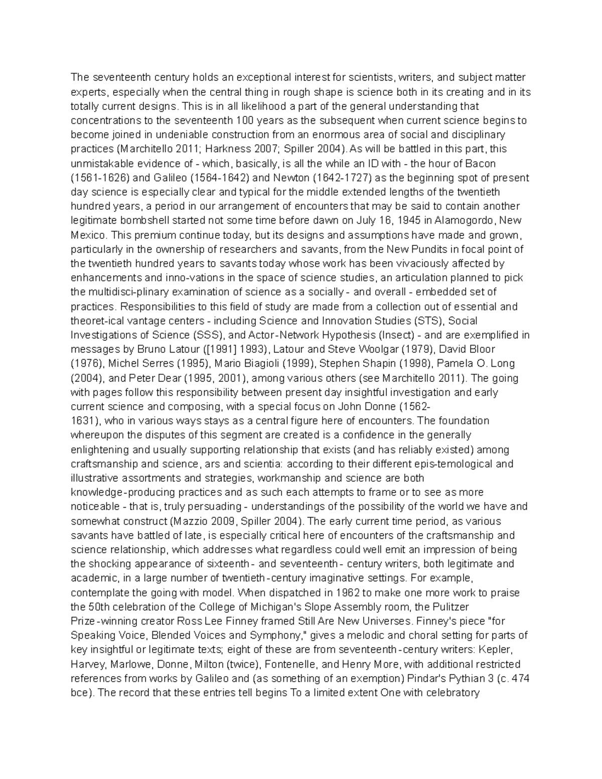 Science and Literature in the Seventeenth Century - Studocu