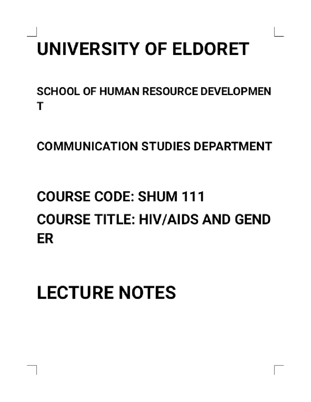 SHUM 111 Notes- Updated-1 Phoenix - UNIVERSITY OF ELDORET SCHOOL OF ...