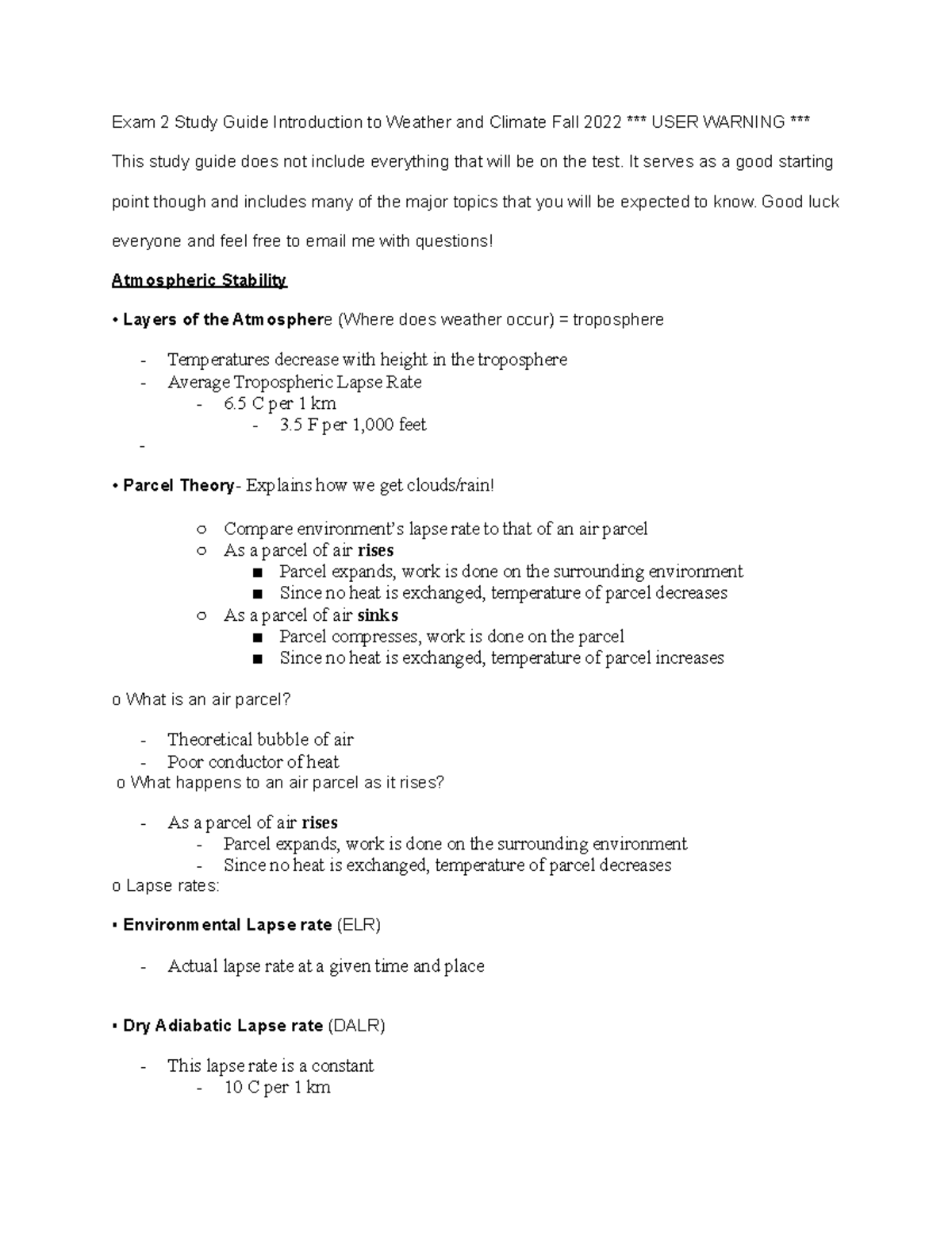 Weather and clim exam 2 - full study guide filled in for exam 2 - Exam ...