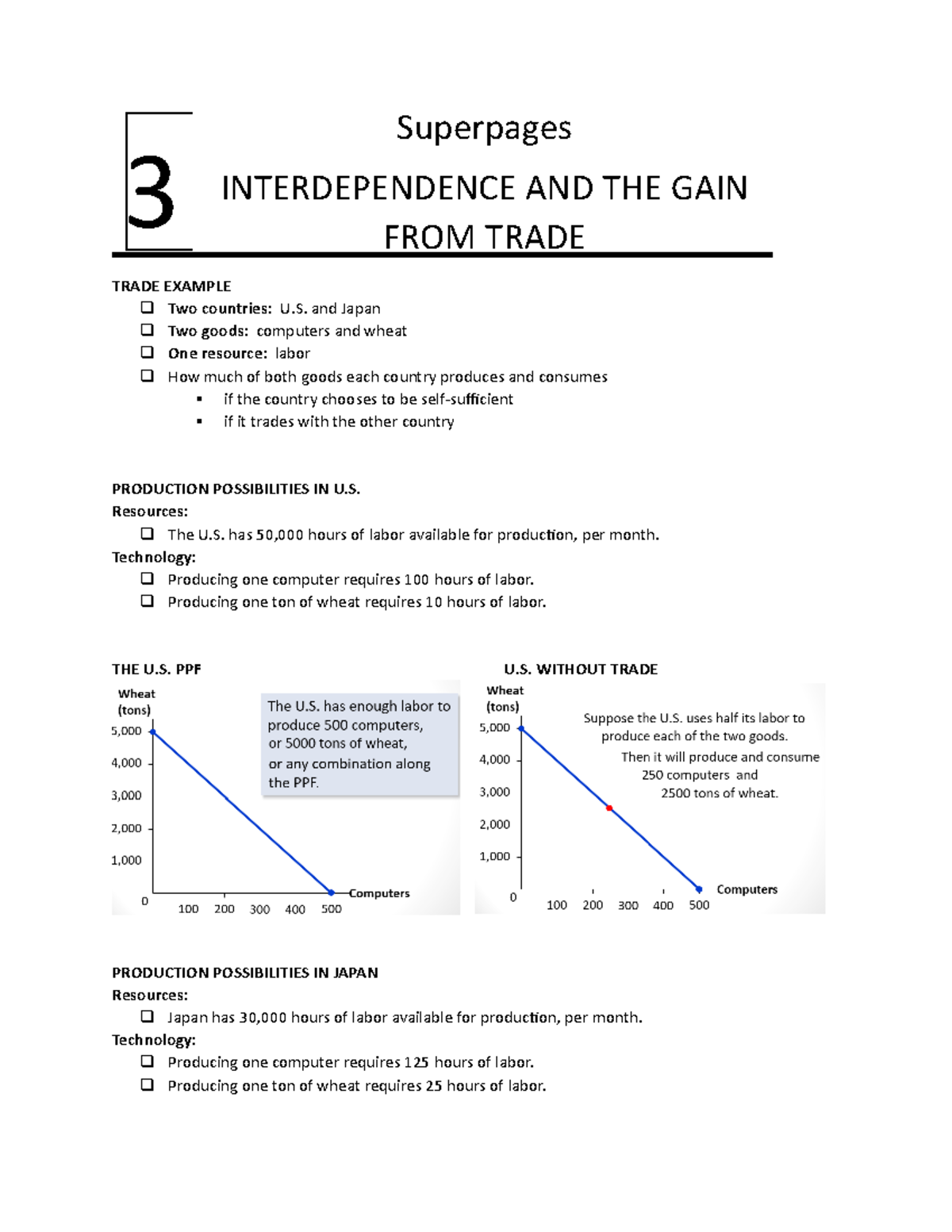 Chapter 3 Superpages - Notes - TRADE EXAMPLE Two countries: U. and ...